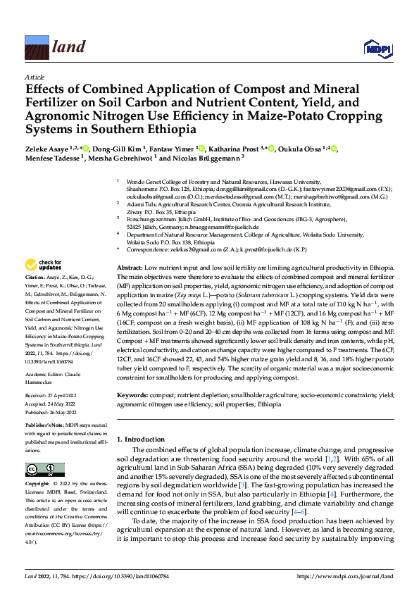 (PDF) Effects of Combined Application of Compost and Mineral Fertilizer on Soil Carbon and ...