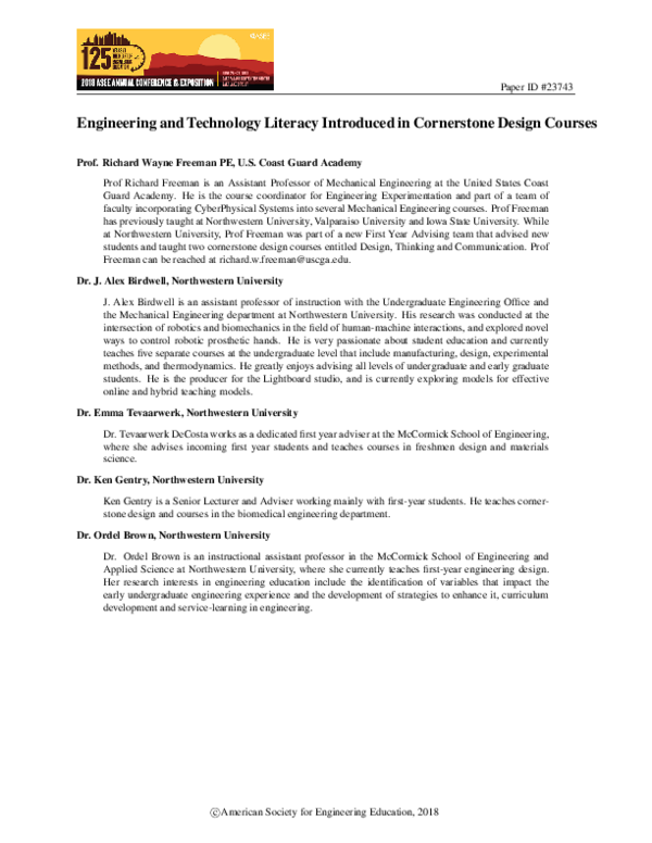 (PDF) Integrating Engineering Literacy in Design Courses