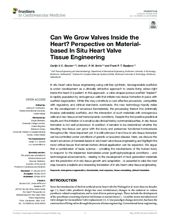 (PDF) Can We Grow Valves Inside the Heart? Perspective on Material ...