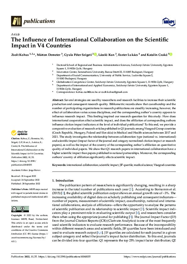 (PDF) The Influence of International Collaboration on the Scientific ...