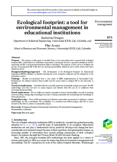 (PDF) Ecological footprint: a tool for environmental management in ...