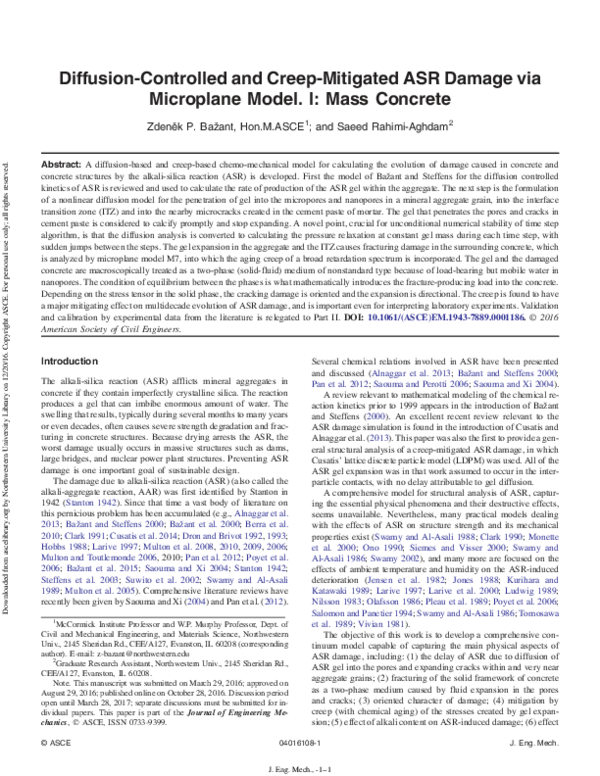 (PDF) Diffusion-Controlled and Creep-Mitigated ASR Damage via ...