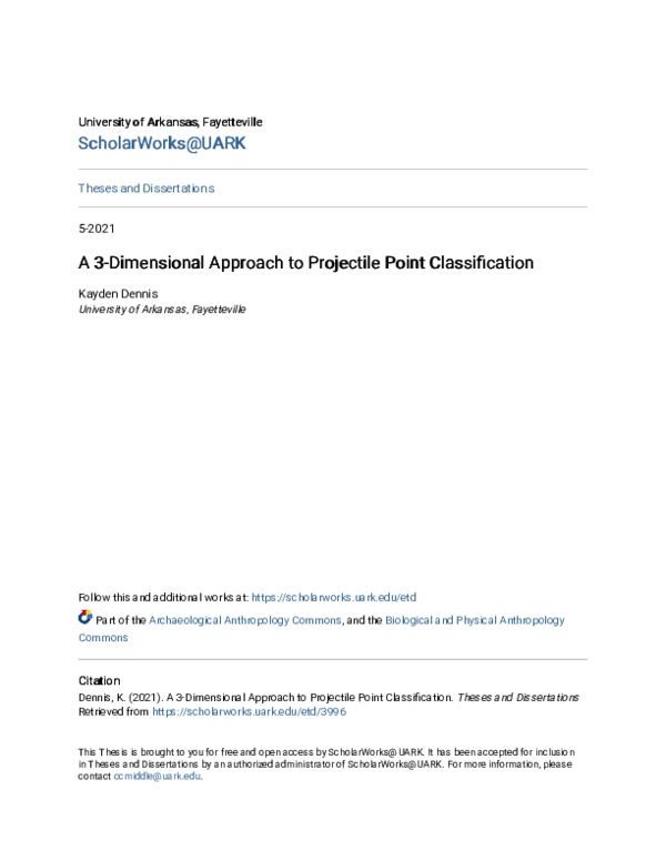 (PDF) A 3-Dimensional Approach to Projectile Point Classification