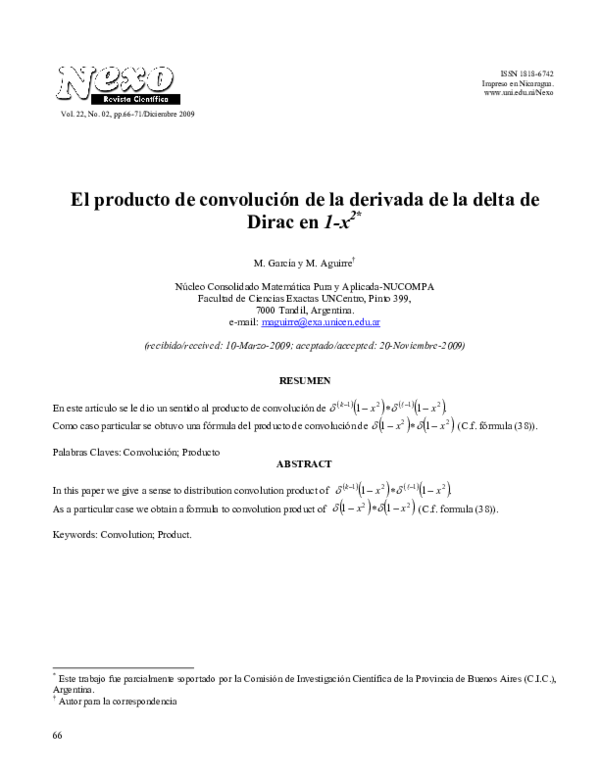 (PDF) The convolution product of the derivative of the Dirac delta 1-x 2