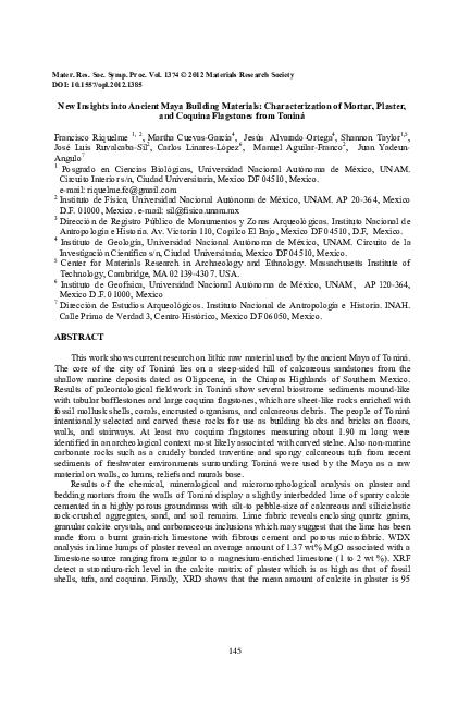 (PDF) New Insights into Ancient Maya Building Materials ...