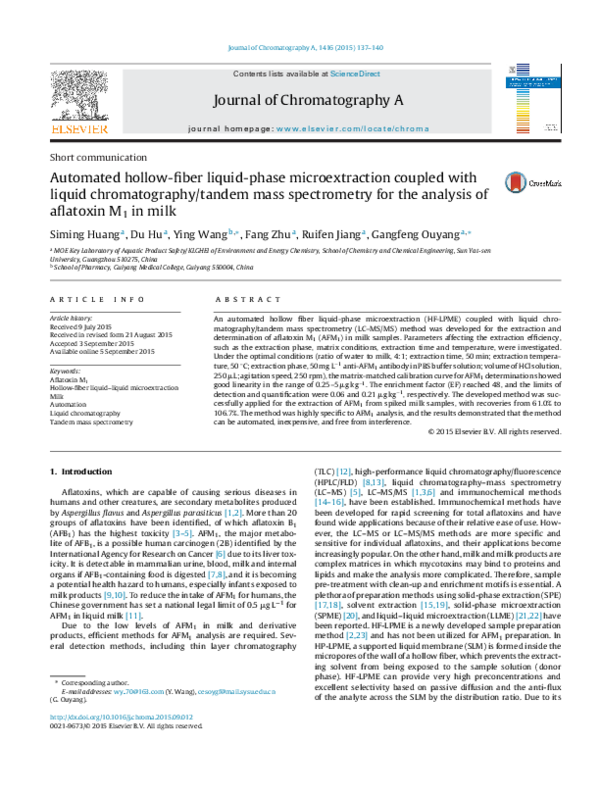 (PDF) Automated hollow-fiber liquid-phase microextraction coupled with liquid chromatography ...