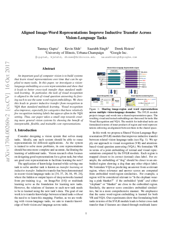 (PDF) Aligned Image-Word Representations Improve Inductive Transfer Across Vision-Language Tasks