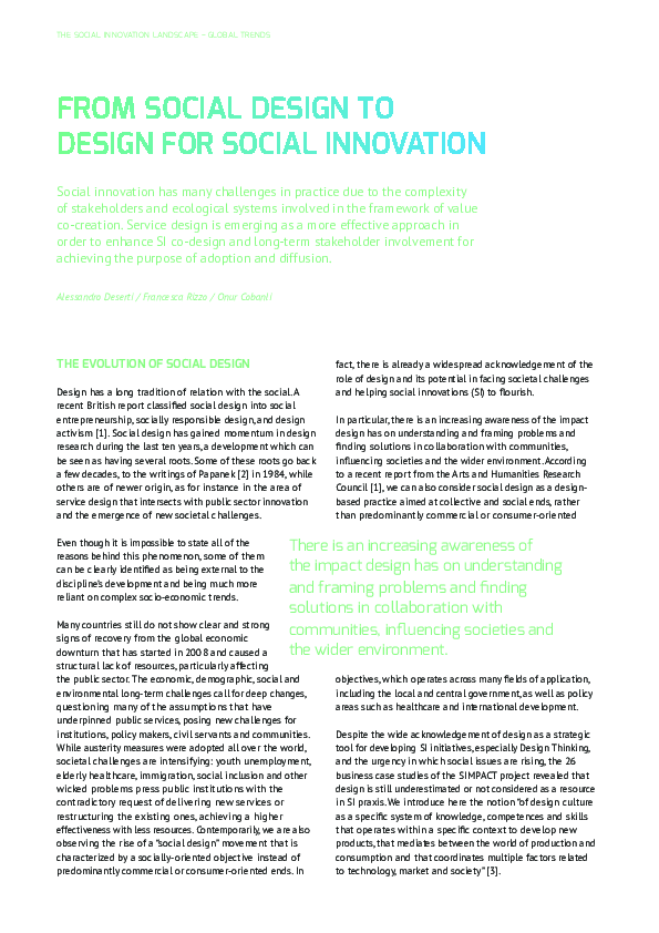 (PDF) From Social Design to Design for Social Innovation