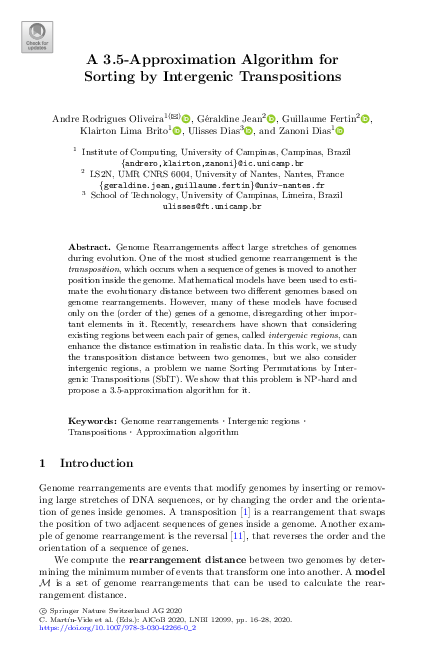 Pdf A 35 Approximation Algorithm For Sorting By Intergenic 6170