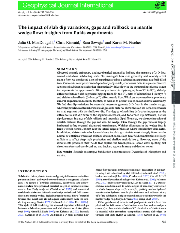 (PDF) The impact of slab dip variations, gaps and rollback on mantle ...