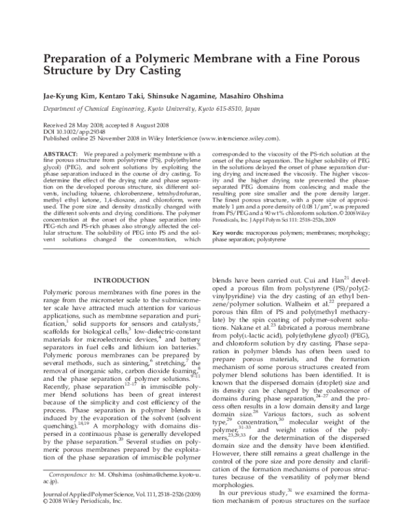 (PDF) Preparation of a polymeric membrane with a fine porous structure ...