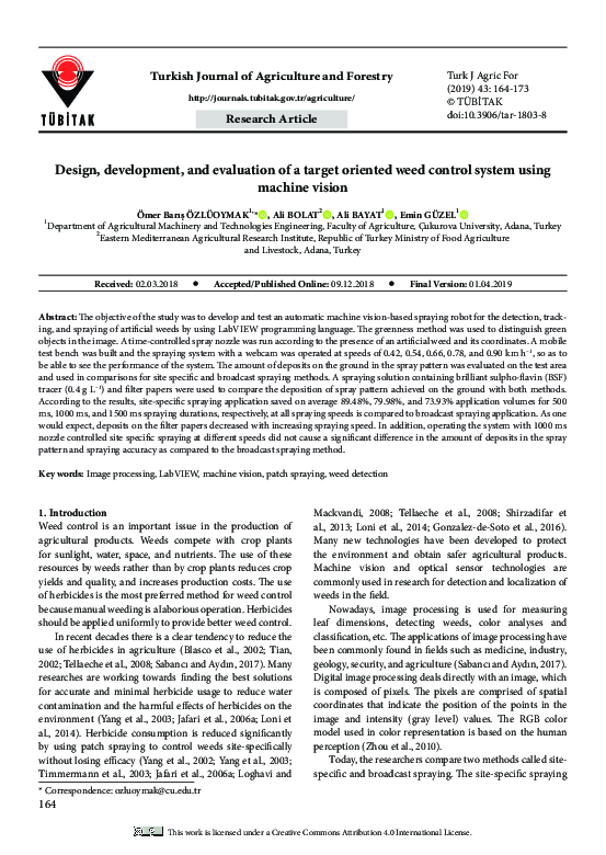 Pdf Design Development And Evaluation Of A Target Oriented Weed Control System Using Machine