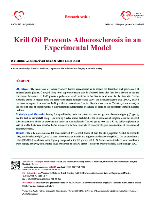 (PDF) Krill Oil Prevents Atherosclerosis in an Experimental Model