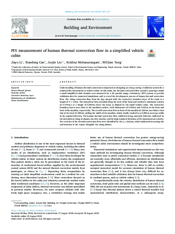 (PDF) PIV measurement of human thermal convection flow in a simplified ...