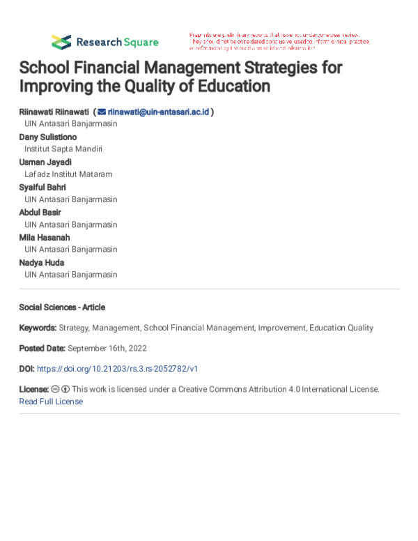 (PDF) School Financial Management Strategies for Improving the Quality ...