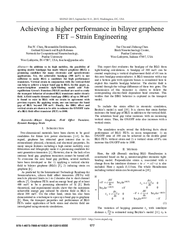 (PDF) Achieving a higher performance in bilayer graphene FET - strain ...