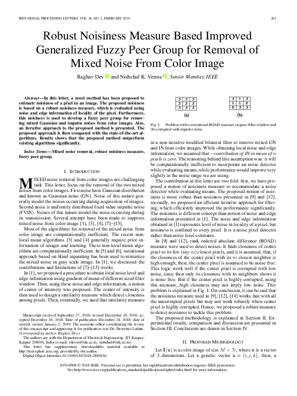 (PDF) Robust Noisiness Measure Based Improved Generalized Fuzzy Peer Group for Removal of Mixed ...