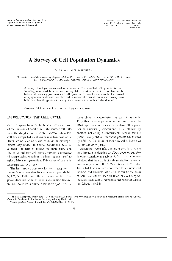 (PDF) A Survey of Cell Population Dynamics