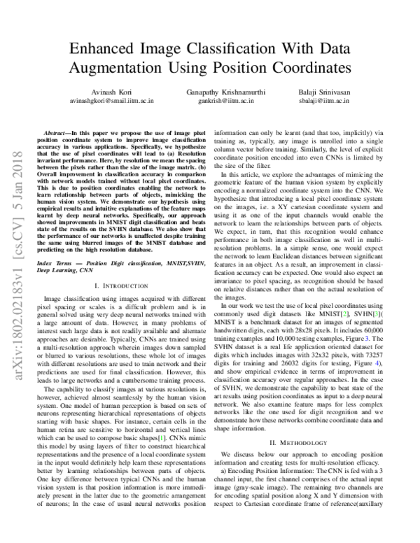Pdf Enhanced Image Classification With Data Augmentation Using Position Coordinates