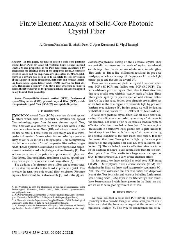 (PDF) Finite element analysis of solid-core photonic crystal fiber