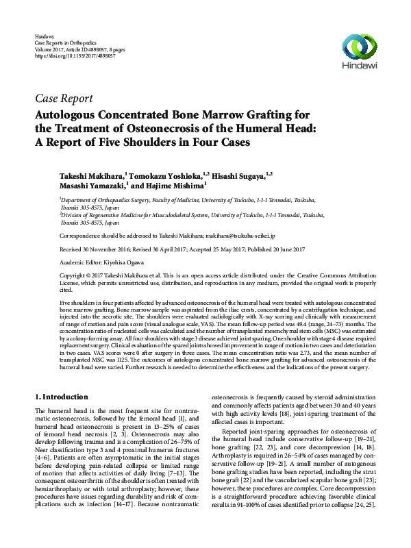 (PDF) Autologous Concentrated Bone Marrow Grafting for the Treatment of ...