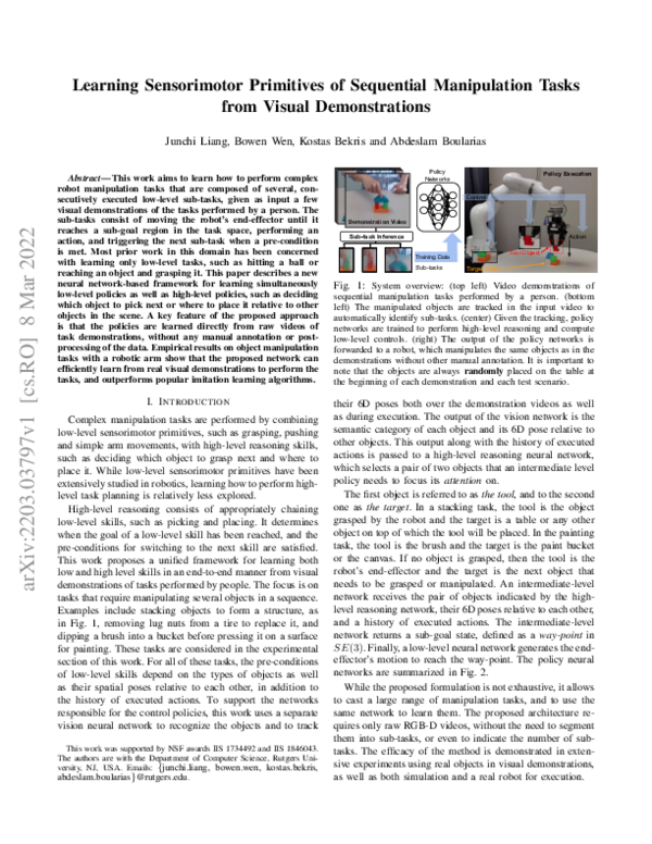 Pdf Learning Sensorimotor Primitives Of Sequential Manipulation Tasks