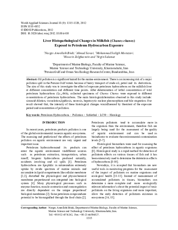 (PDF) Liver Histopathological Changes in Milkfish (Chanos chanos ...