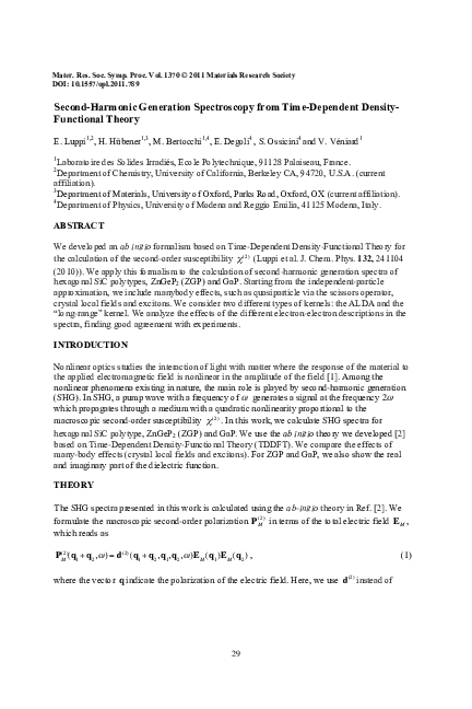 (PDF) Second-Harmonic Generation Spectroscopy from Time-Dependent ...