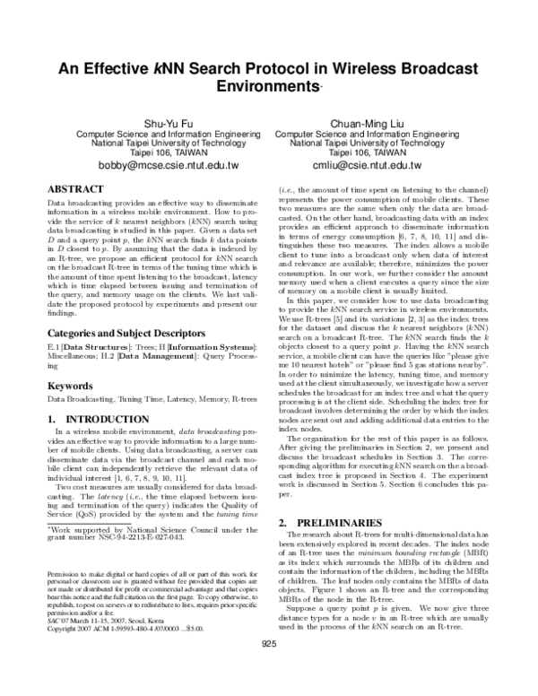 (PDF) An effective k NN search protocol in wireless broadcast environments
