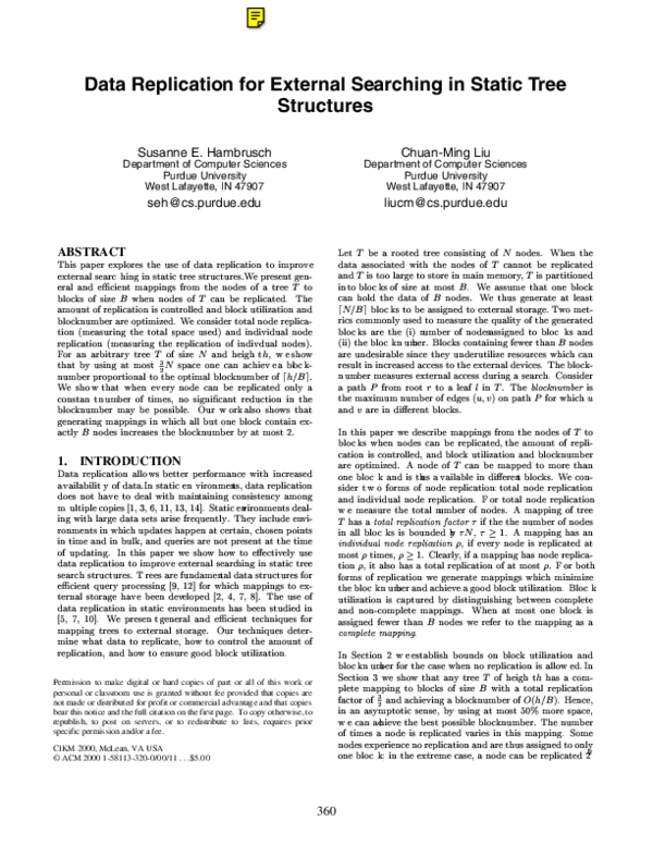 (PDF) Data replication for external searching in static tree structures | Chuan-Ming Liu ...