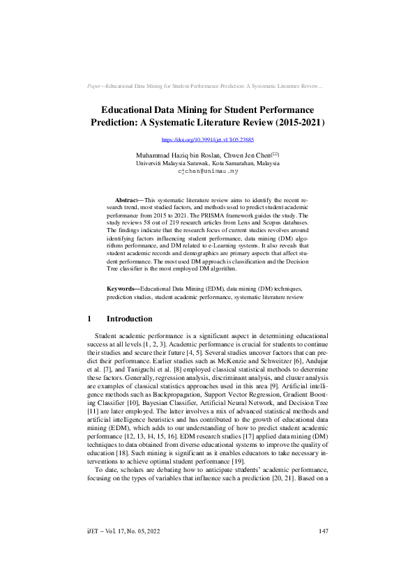 (PDF) Educational Data Mining for Student Performance Prediction: A Systematic Literature Review ...