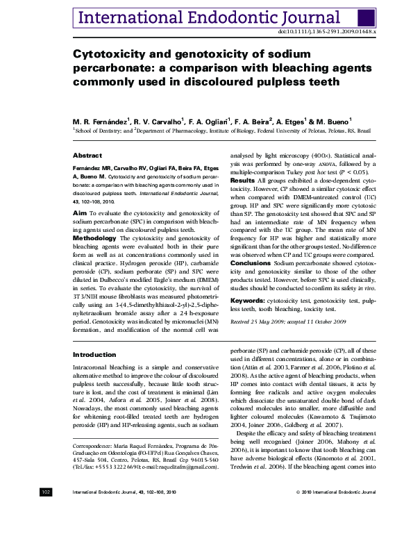 (PDF) Cytotoxicity and genotoxicity of sodium percarbonate: a ...