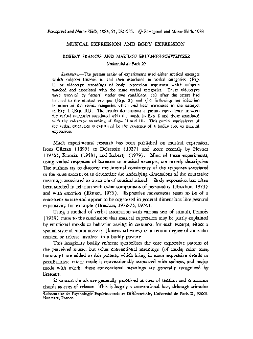 (PDF) Musical Expression and Body Expression