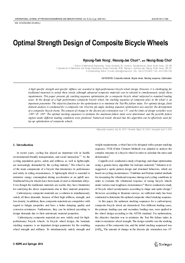(PDF) Optimal strength design of composite bicycle wheels