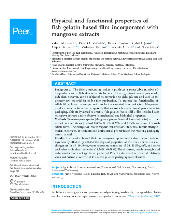 (PDF) Physical and functional properties of fish gelatin-based film ...