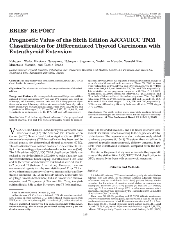 (PDF) Prognostic Value of the Sixth Edition AJCC/UICC TNM ...
