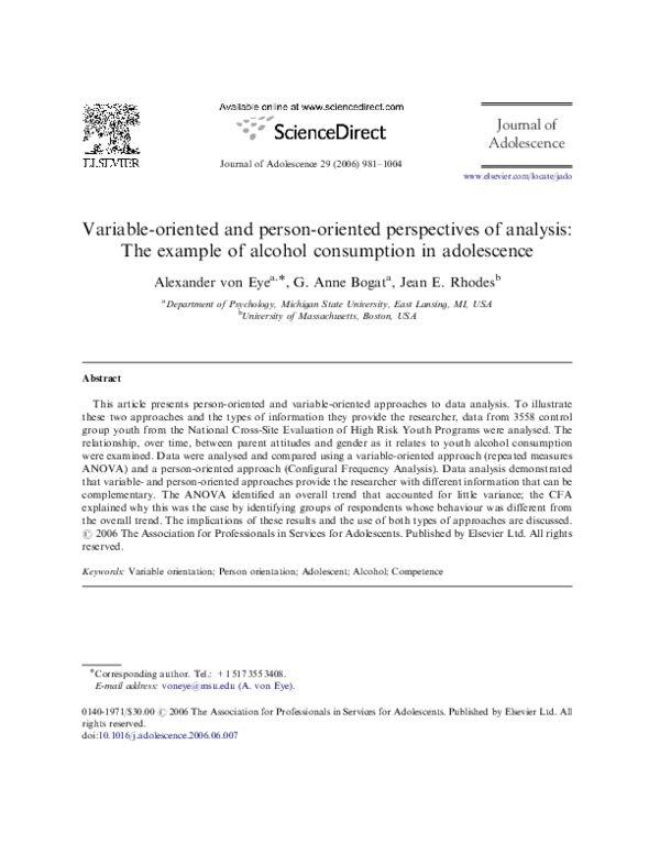 (PDF) Variable‐oriented and person‐oriented perspectives of analysis ...