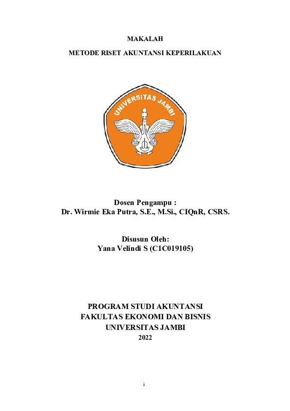 (DOC) MAKALAH METODE RISET AKUNTANSI KEPERILAKUAN