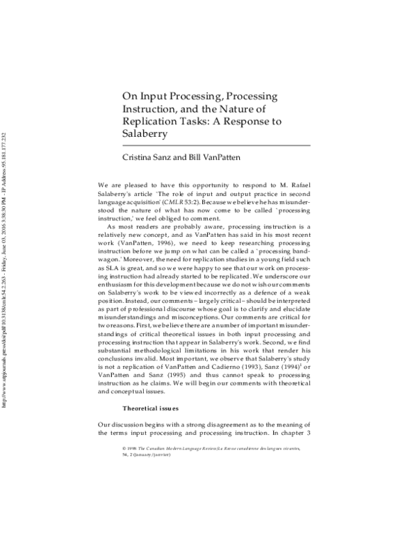 (PDF) On Input Processing, Processing Instruction, and the Nature of Replication Tasks: A ...
