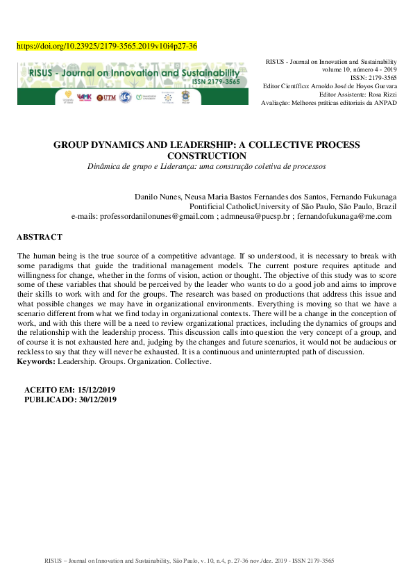 (PDF) Group Dynamics and Leadership: A Collective Process Construction