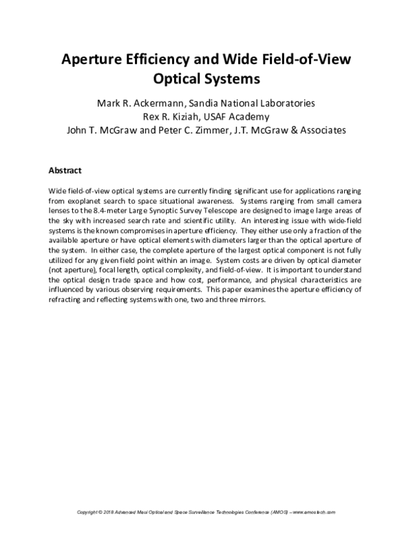 (PDF) Aperture Efficiency and Wide Field-of-View Optical Systems