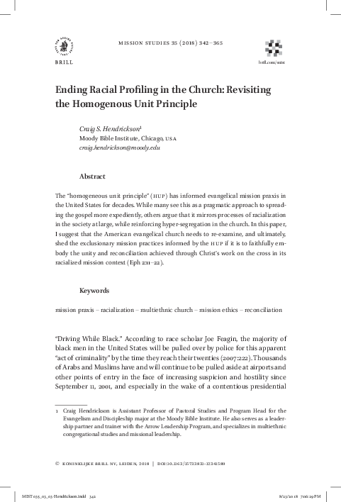 (PDF) Ending Racial Profiling in the Church: Revisiting the Homogenous ...