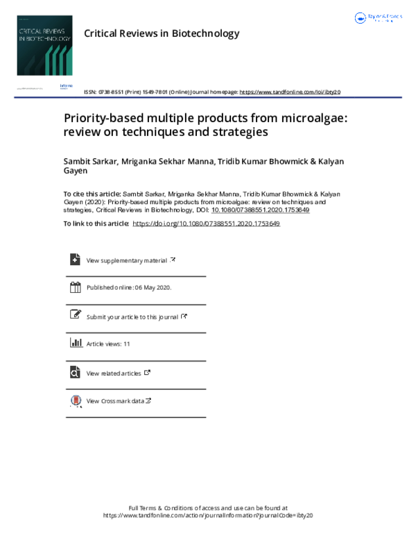 Pdf Priority Based Multiple Products From Microalgae Review On