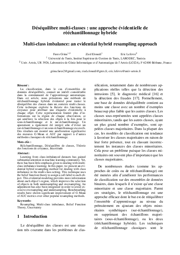 (PDF) Multi-class imbalance: an evidential hybrid resampling approach