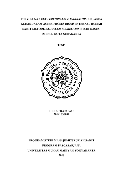 (PDF) Penyusunan Key Performance Indikator (Kpi) Area Klinis Dalam ...