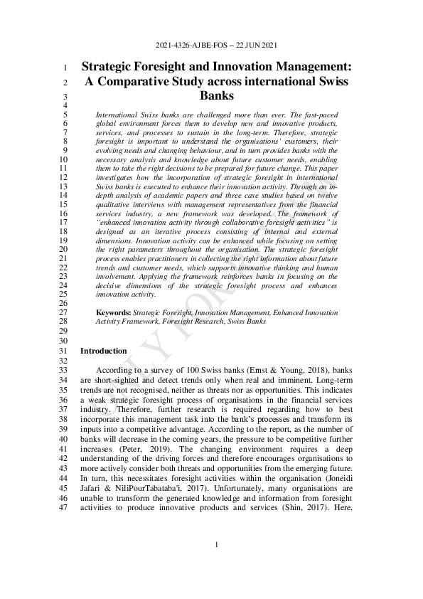 (PDF) Strategic Foresight and Innovation Management: A Comparative ...