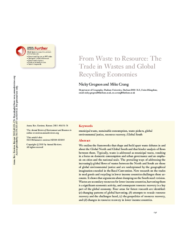 (PDF) From Waste to Resource: The Trade in Wastes and Global Recycling ...