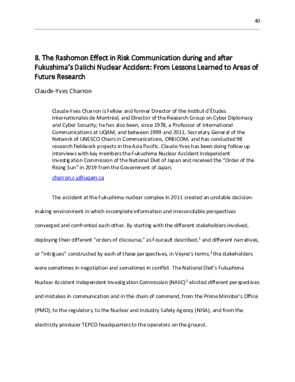 (PDF) The Rashomon Effect in Risk Communication during and after ...