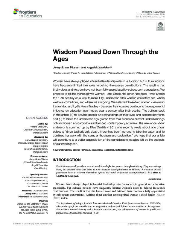 (PDF) Wisdom Passed Down Through the Ages | Jenny Tripses - Academia.edu