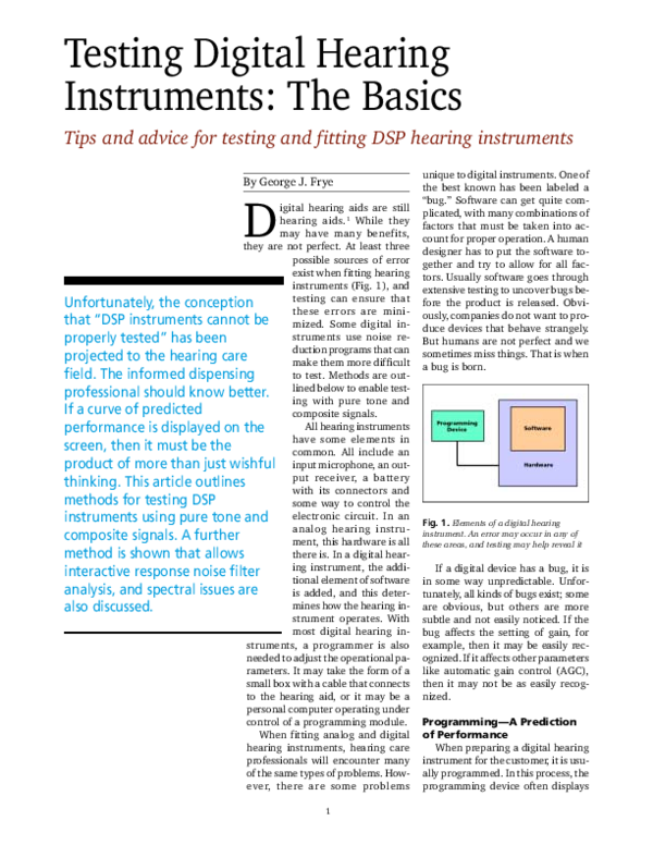 (PDF) Testing Digital Hearing Instruments : The Basics Tips and advice ...